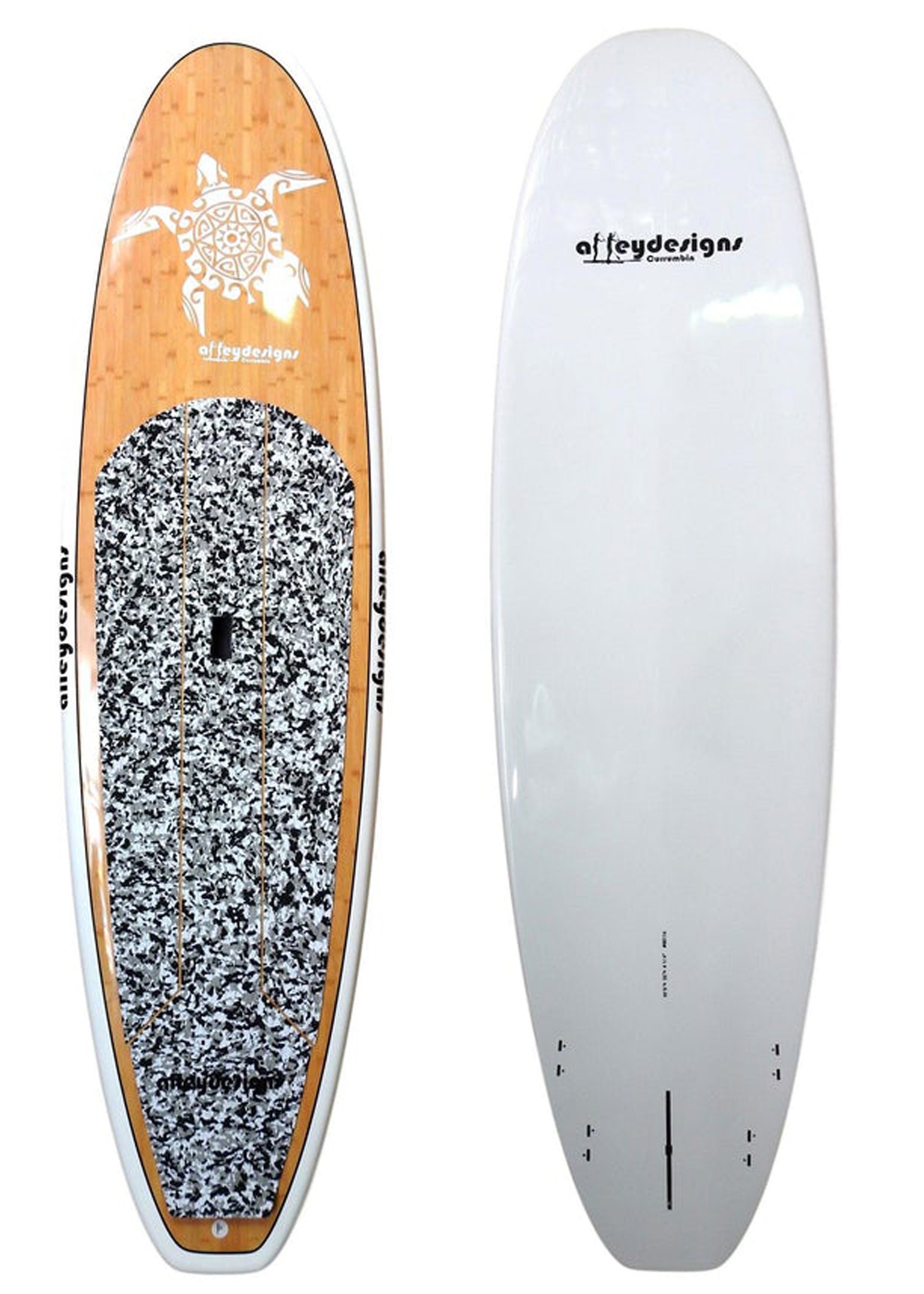 Paddle board Alleydesigns 10' x 32" Dark Bamboo Deck White Turtle ...