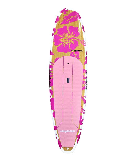 Paddle Board Alleydesigns 10' x 3 Bamboo Pink Hibiscus Paddle Board Alleydesigns 10' x 3 Bamboo Pink Hibiscus